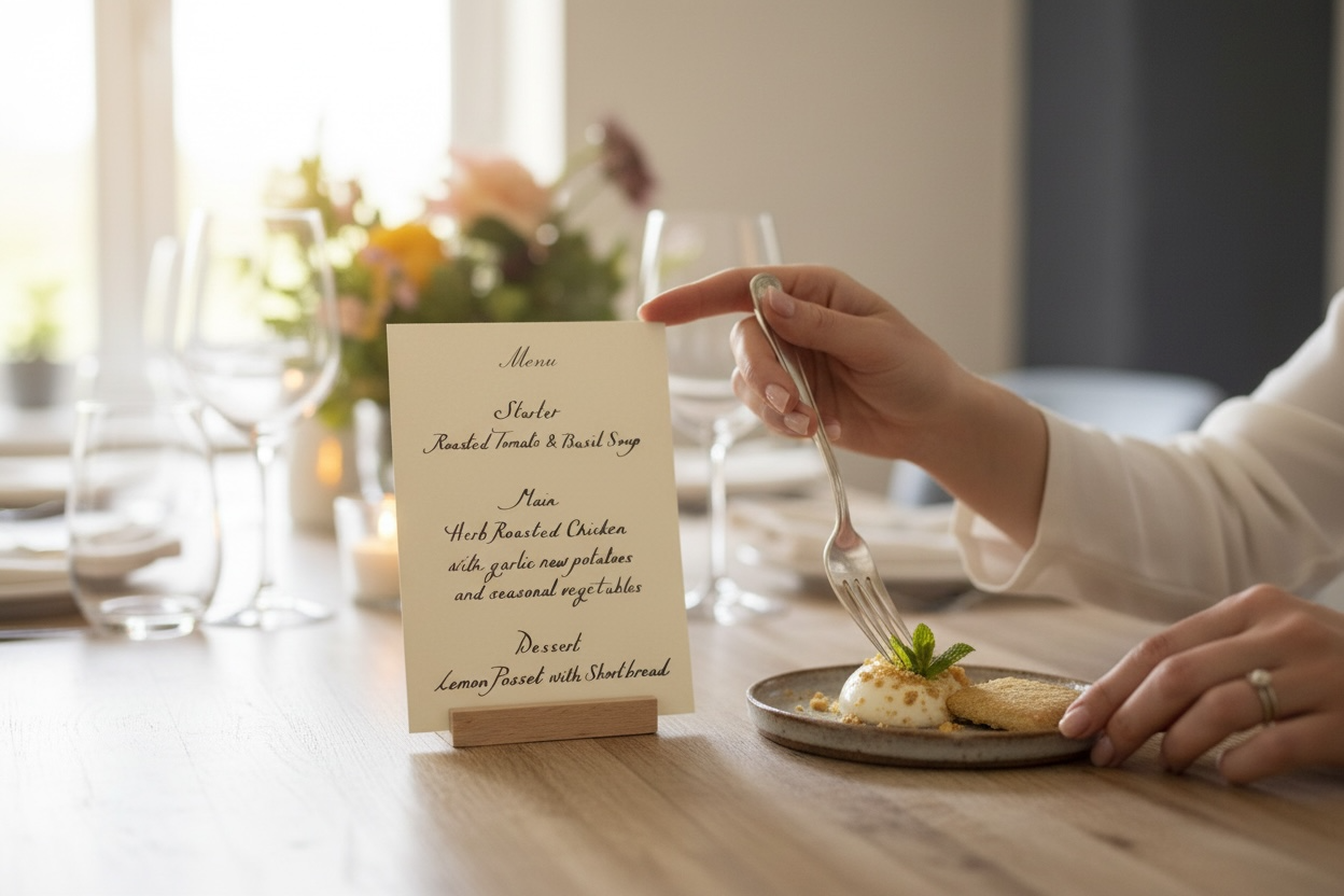 Handwritten Menu Cards Hand Gold Gilt Edge | Handwritten Letters